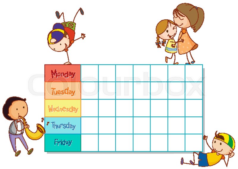 School time table with doodle children ... | Stock vector | Colourbox
