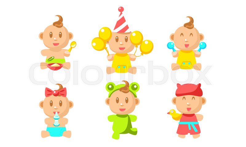 Cute Little Baby Character Set, ... | Stock vector | Colourbox