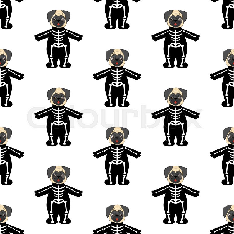 Halloween pug in skeleton costume ... | Stock vector | Colourbox
