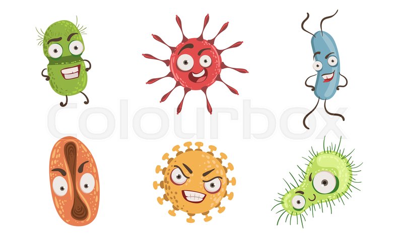 Cute Funny Microbes Set, Colorful ... | Stock vector | Colourbox