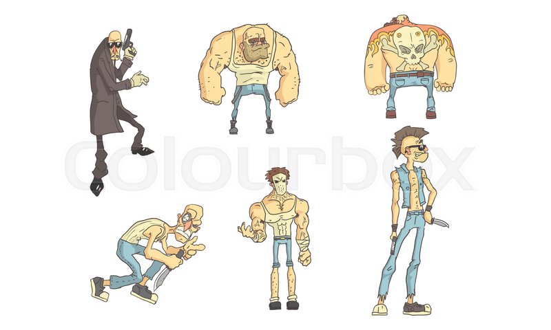 Criminals Funny Characters Set, Male ... | Stock vector | Colourbox
