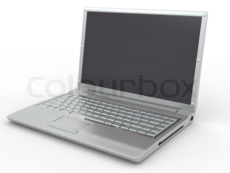 Opened laptop on white isolated ... | Stock image | Colourbox