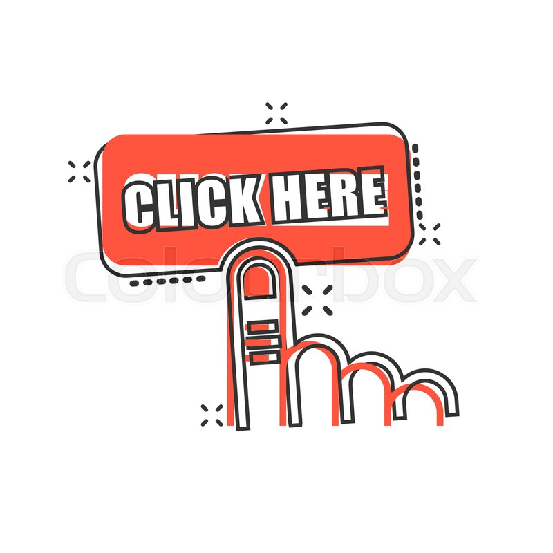 Vector cartoon click here icon in ... | Stock vector | Colourbox