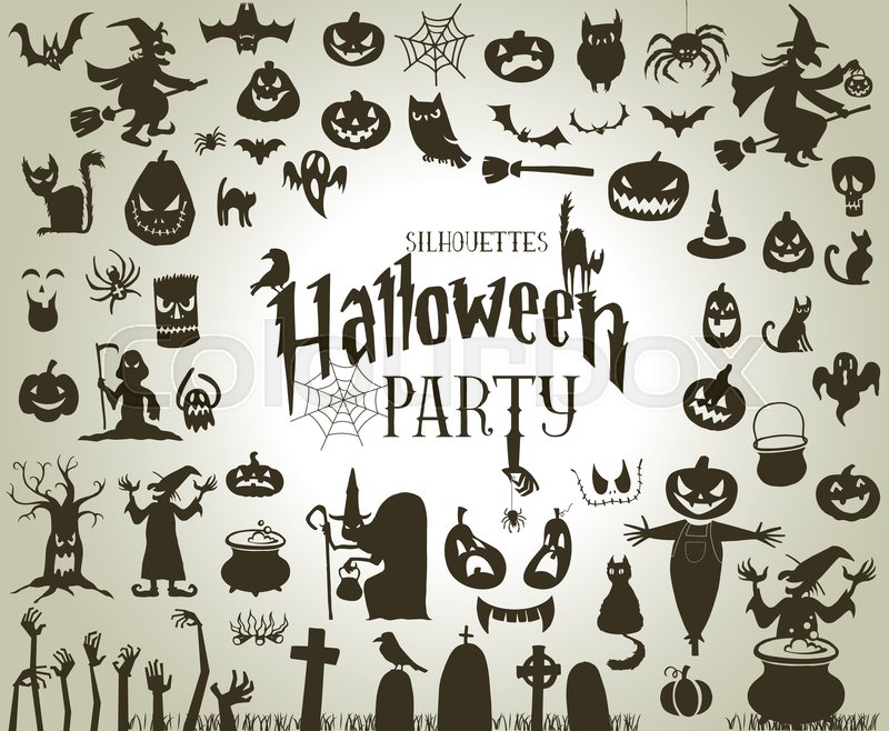Set of silhouettes for Halloween party | Stock vector | Colourbox