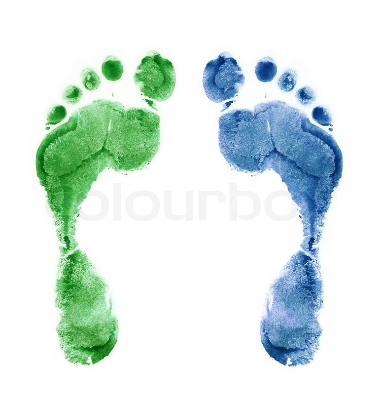 Close up of colorful foot prints ... | Stock image | Colourbox