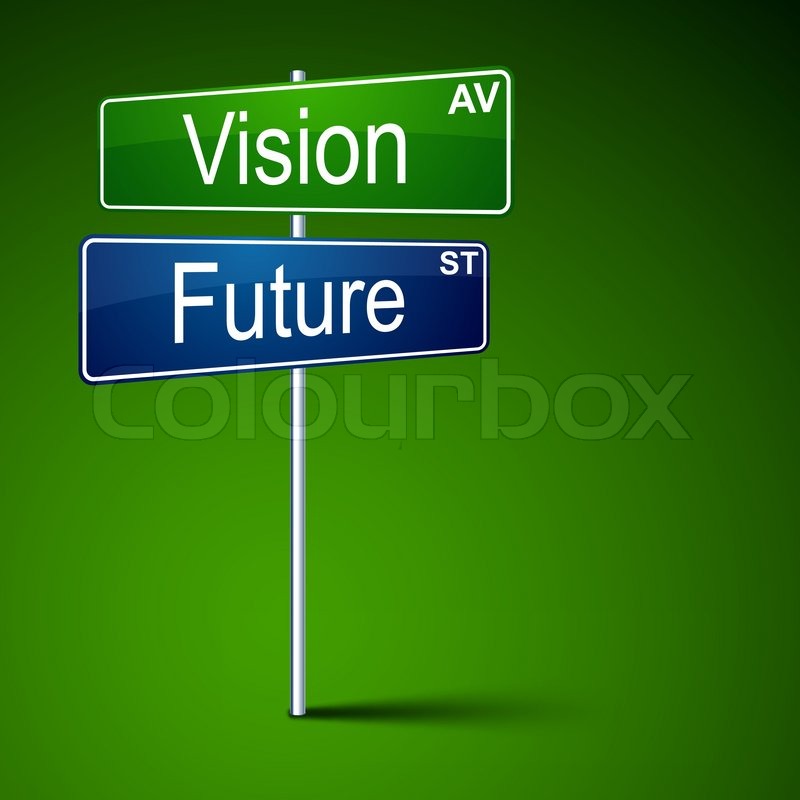 Vision Future Direction Road Sign Stock Vector