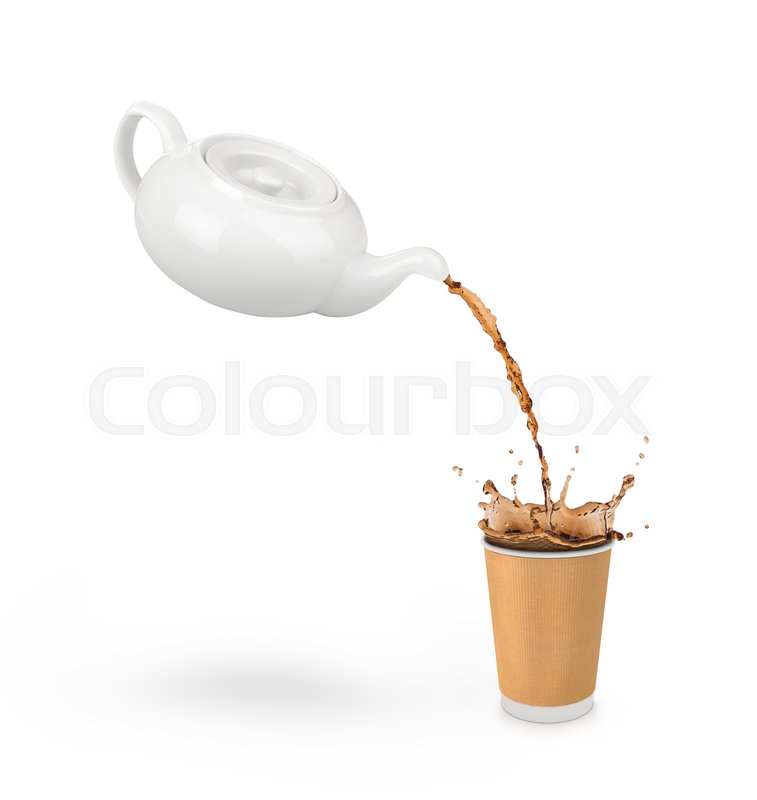 Pouring from kettle coffee or tea ... | Stock image | Colourbox