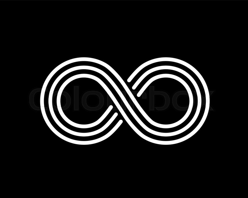 Infinity line symbol on the black ... | Stock vector | Colourbox