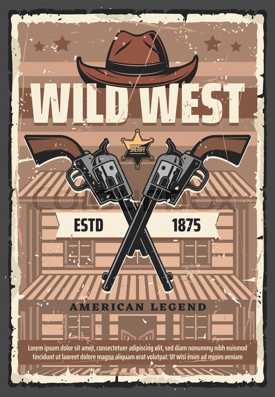 Western vintage retro poster, Wild ... | Stock vector | Colourbox