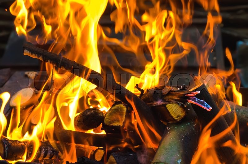 Bonfire light at night closeup | Stock image | Colourbox
