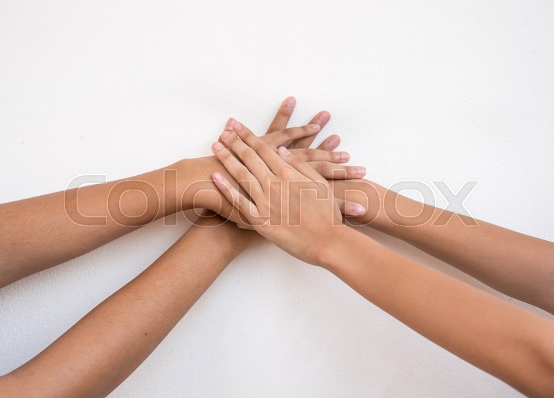 Hand of children for unity and together | Stock image | Colourbox