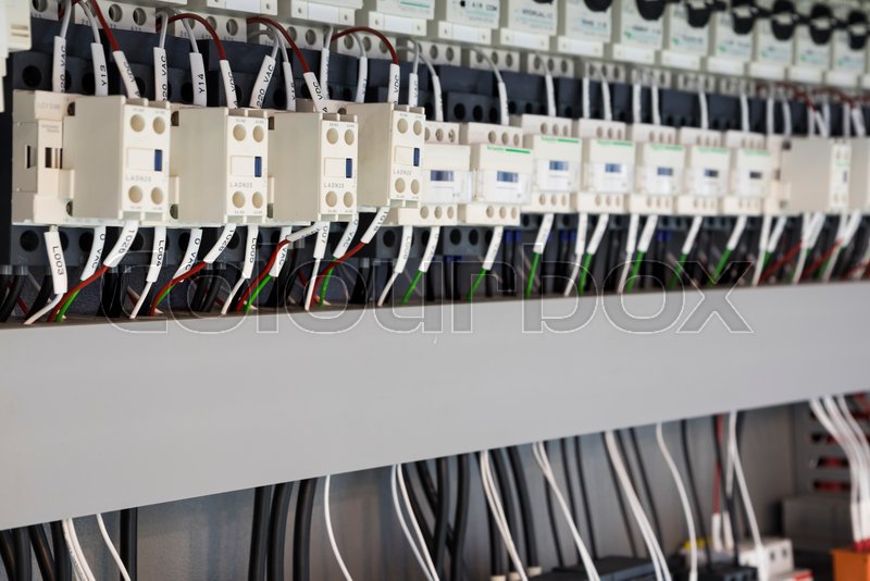 Wired electrical board with terminals ... | Stock image | Colourbox