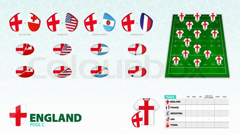 Set for England rugby team. Rugby ... | Stock vector | Colourbox