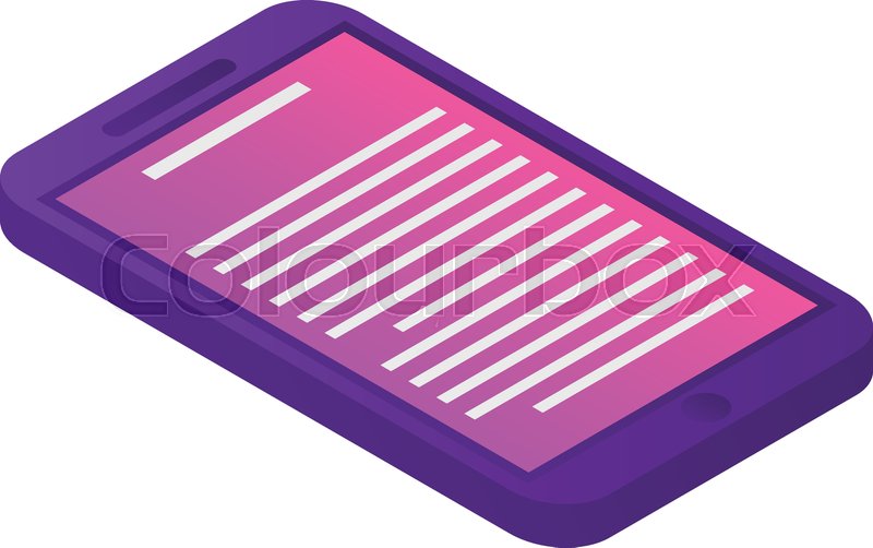 Purple smartphone icon. Isometric of ... | Stock vector | Colourbox