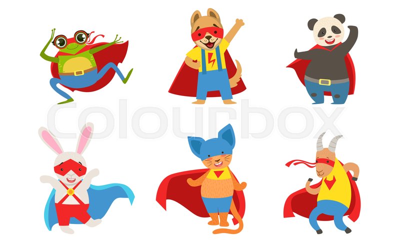 Funny animals in superhero costumes. ... | Stock vector | Colourbox