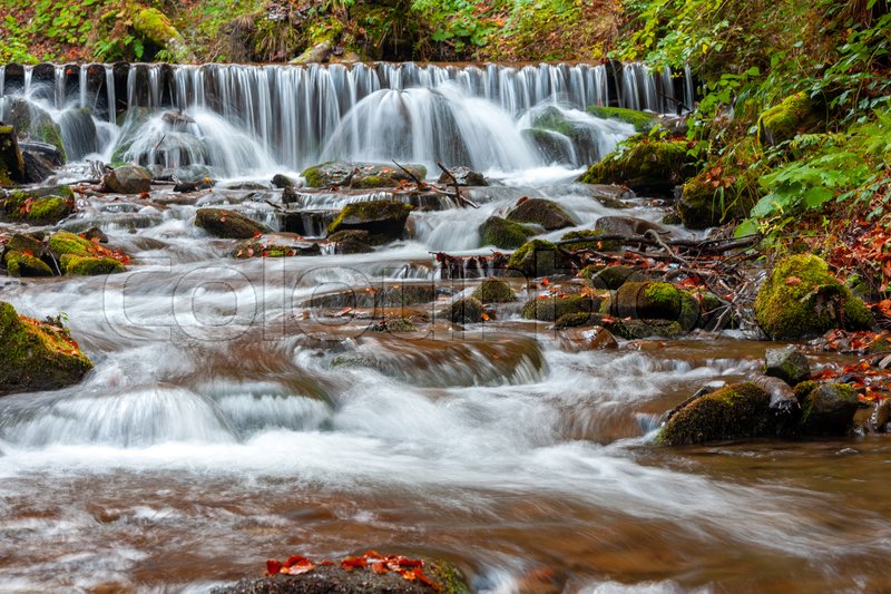Beautiful mountain waterfall with ... - Stock Image - Everypixel