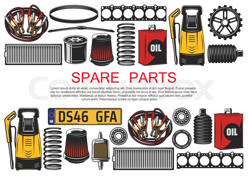 Spare parts, car accessories. Vector ... | Stock vector | Colourbox