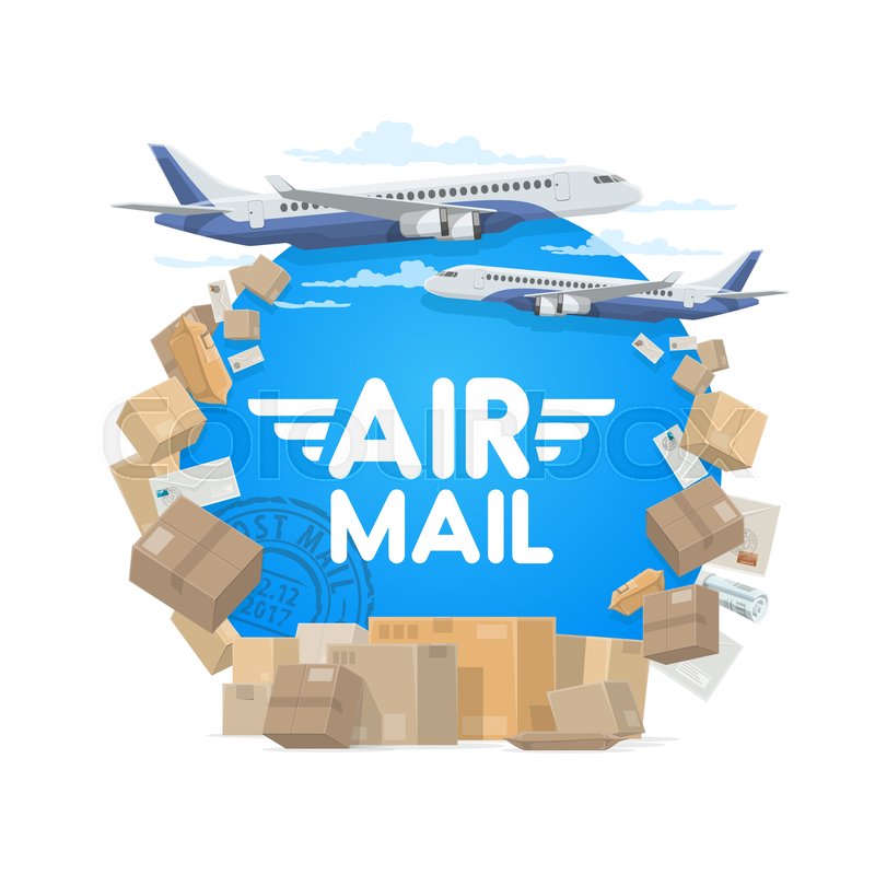 Air mail, isolated round frame of ... | Stock vector | Colourbox