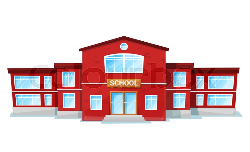 School in red color, educational ... | Stock vector | Colourbox