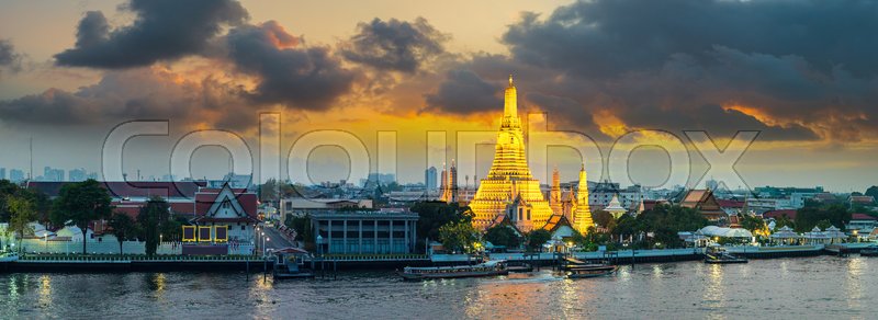Panoramic aerial view of Wat Arun ... | Stock image | Colourbox