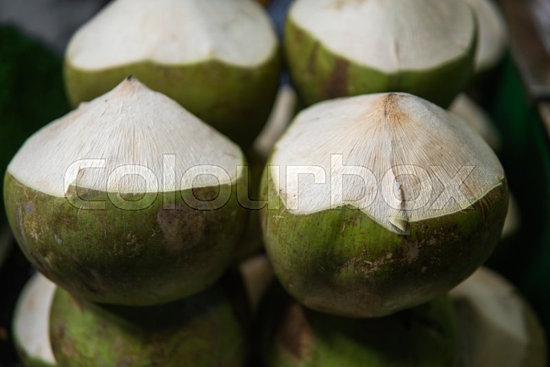 Fresh Coconut in the asian night ... | Stock image | Colourbox