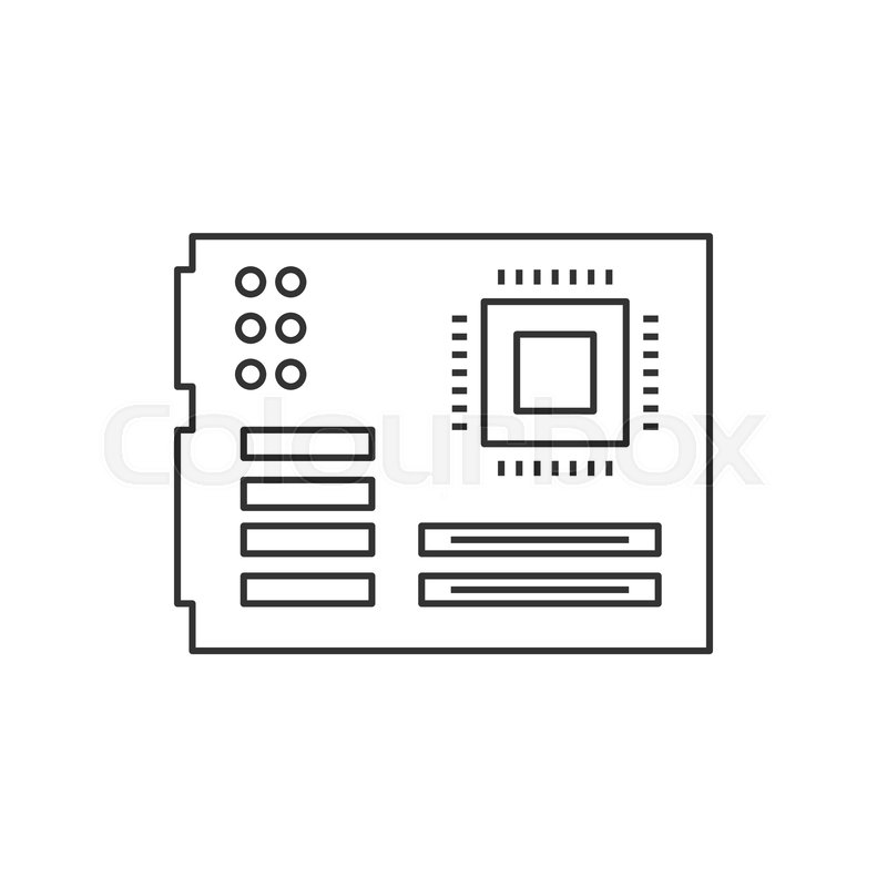 Mother board linear icon on white ... | Stock vector | Colourbox