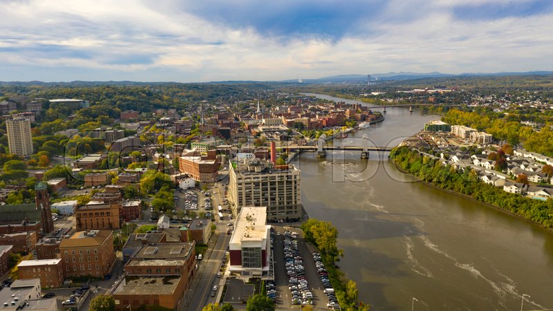 Tugboat and Downtown Troy NY in ... | Stock image | Colourbox