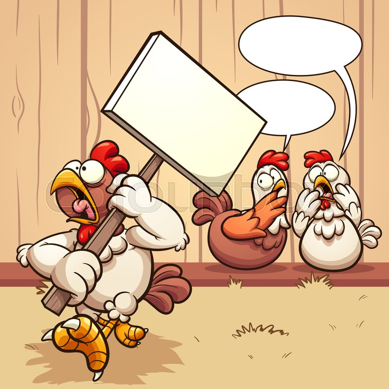 Cartoon hen protesting and two hens ... | Stock vector | Colourbox