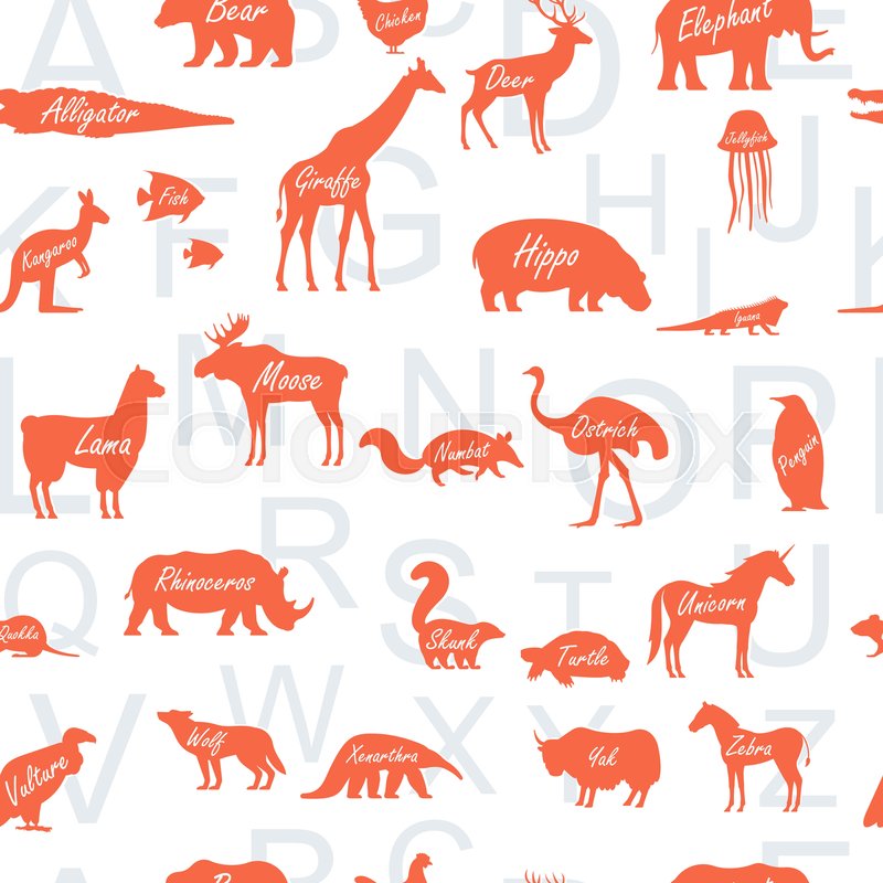 Seamless pattern with Animal, Zoo. ... | Stock vector | Colourbox