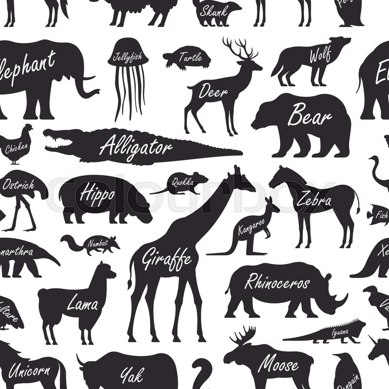 Seamless pattern with Animal, Zoo. ... | Stock vector | Colourbox