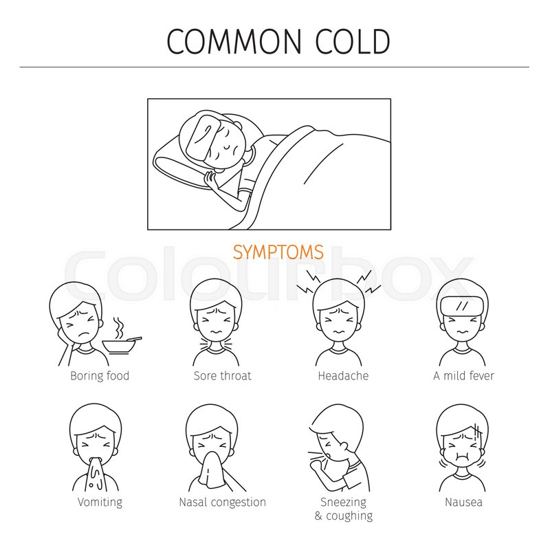 Man With Common Cold Symptoms Outline ... | Stock vector | Colourbox