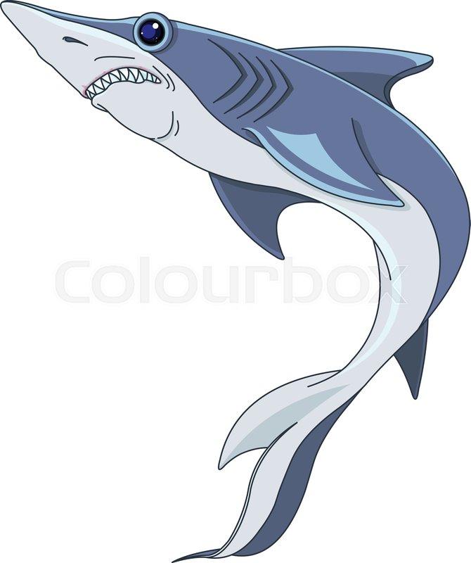 Illustration of cute blue shark | Stock vector | Colourbox