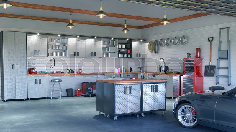 Modern garage interior. 3d illustration | Stock image | Colourbox