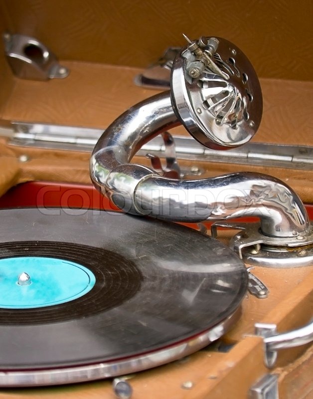 Vintage gramophone with a vinyl | Stock image | Colourbox