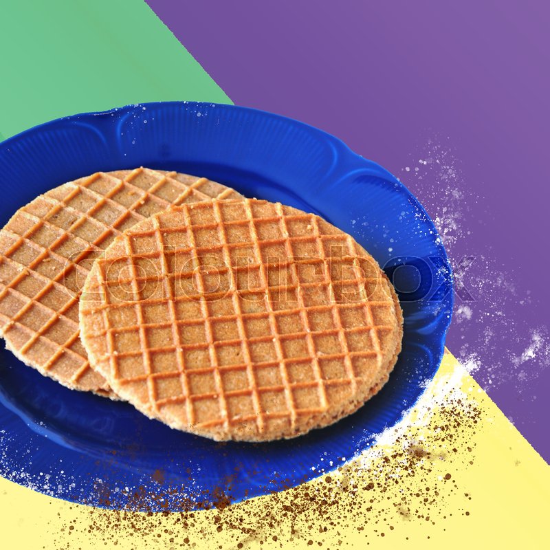 Stroopwafel caramel waffle Dutch style ... | Stock image | Colourbox