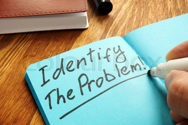 Identify the problem sign on the blue ... | Stock image | Colourbox
