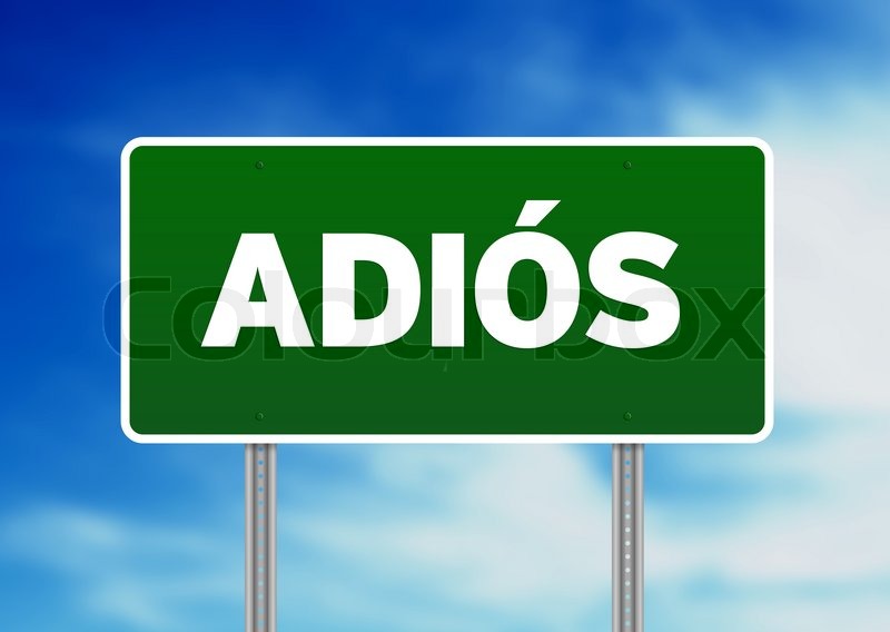 Green Road Sign with word Adios | Stock image | Colourbox