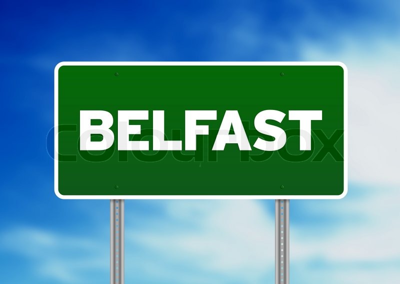 Green Road Sign -Belfast, England | Stock image | Colourbox