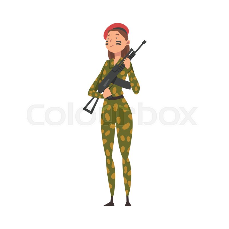 Young Woman Soldier or Officer in ... | Stock vector | Colourbox