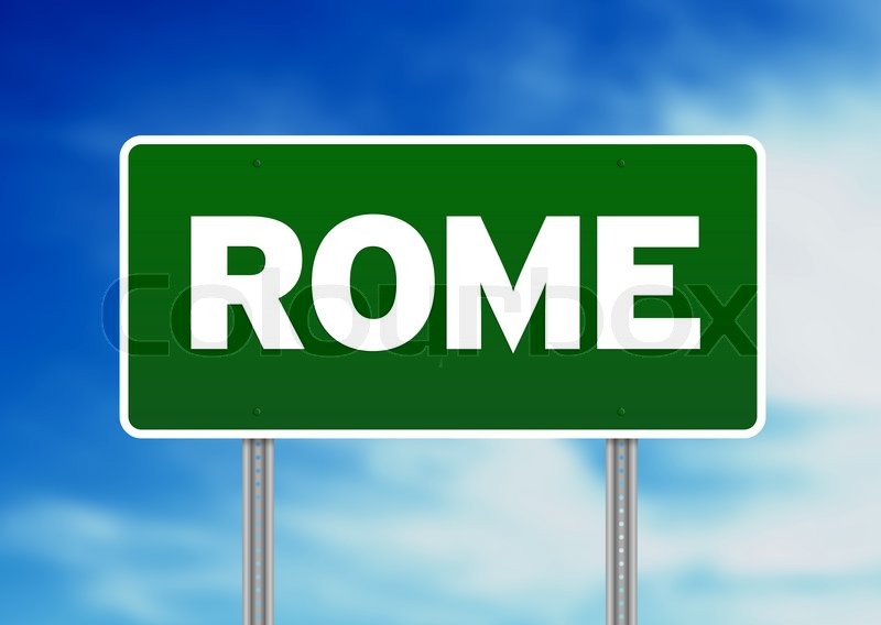 Green Road Sign - Rome, Italy | Stock image | Colourbox