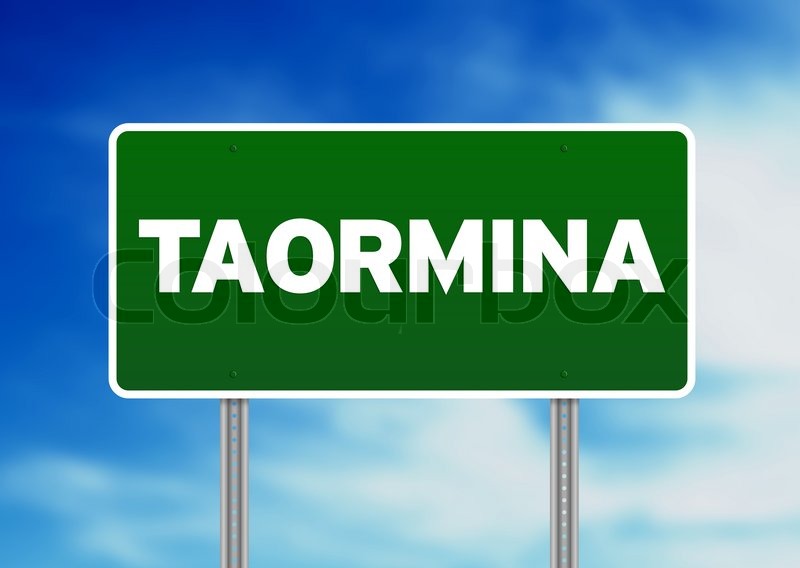Green Road Sign - Taormina, Italy | Stock image | Colourbox