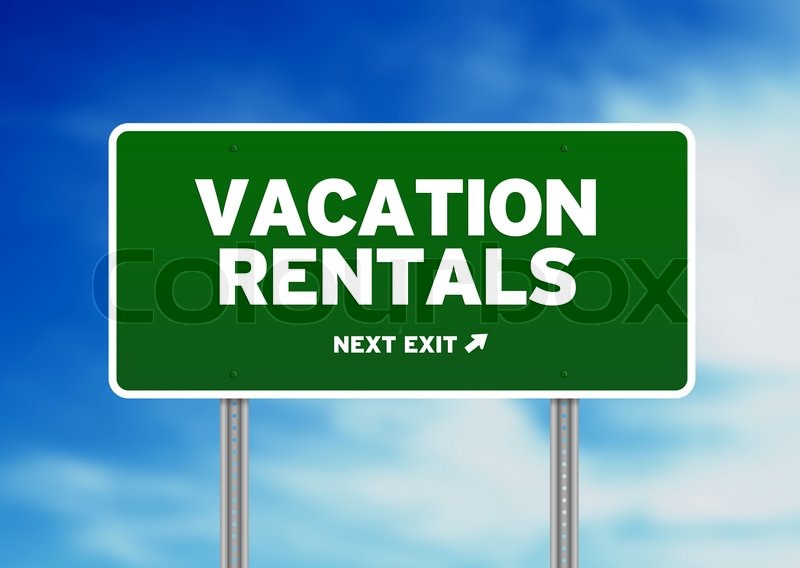Green Road Sign - Vacation Rentals | Stock image | Colourbox