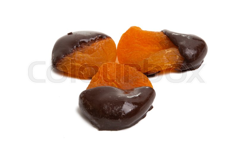 Dried fruits in chocolate isolated on ... | Stock image | Colourbox