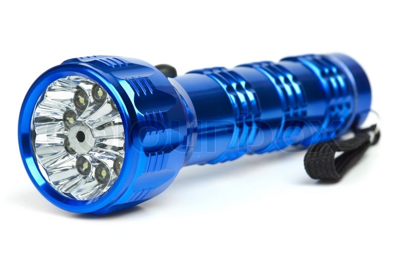 Blue metal LED flashlight | Stock image | Colourbox