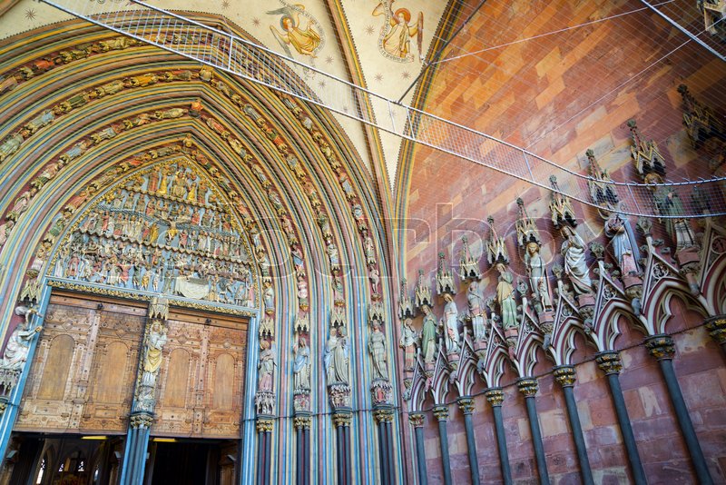 Entrance cathedral in Freiburg im ... | Stock image | Colourbox