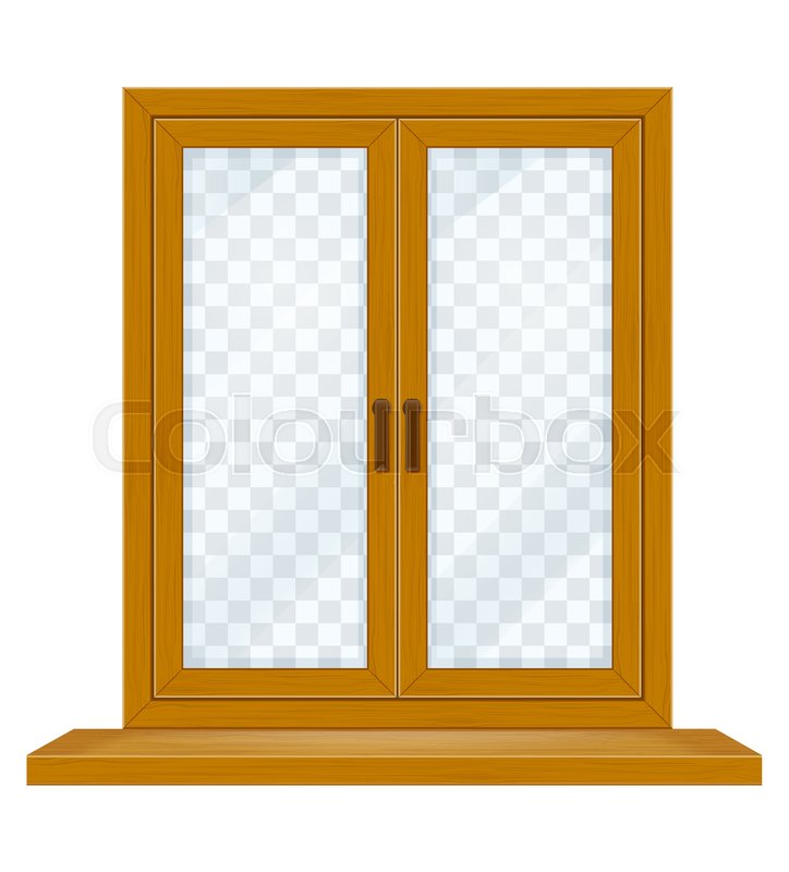 Closed wooden window with transparent ... | Stock vector | Colourbox