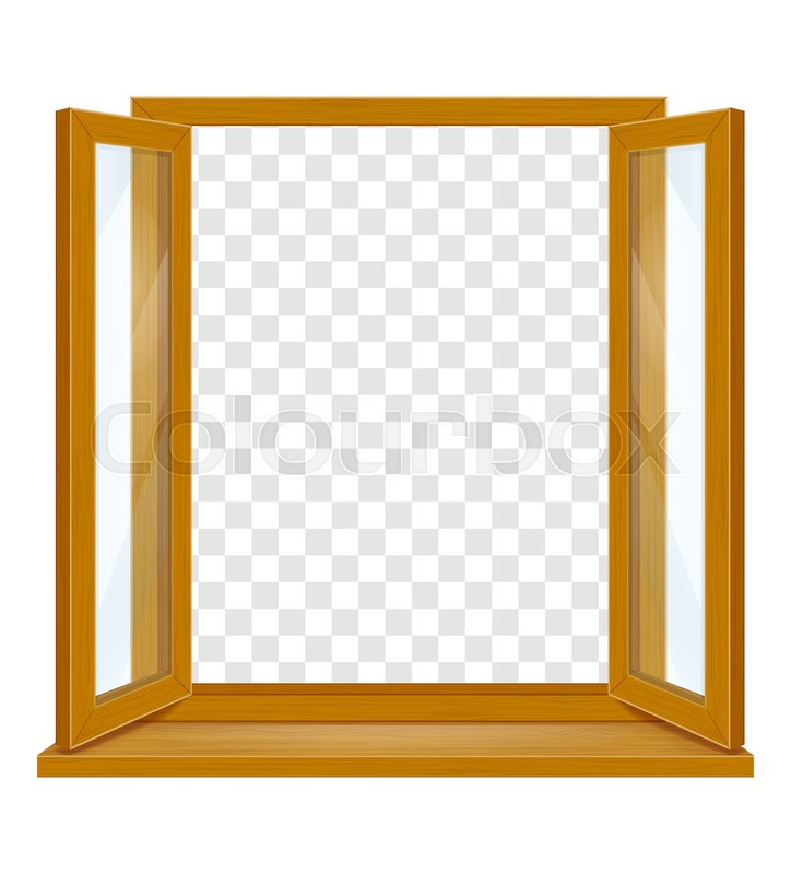 Open wooden window with transparent ... | Stock vector | Colourbox