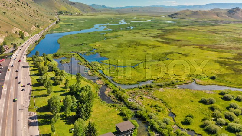 Panoramic aerial view of Jackson Hole ... | Stock image | Colourbox