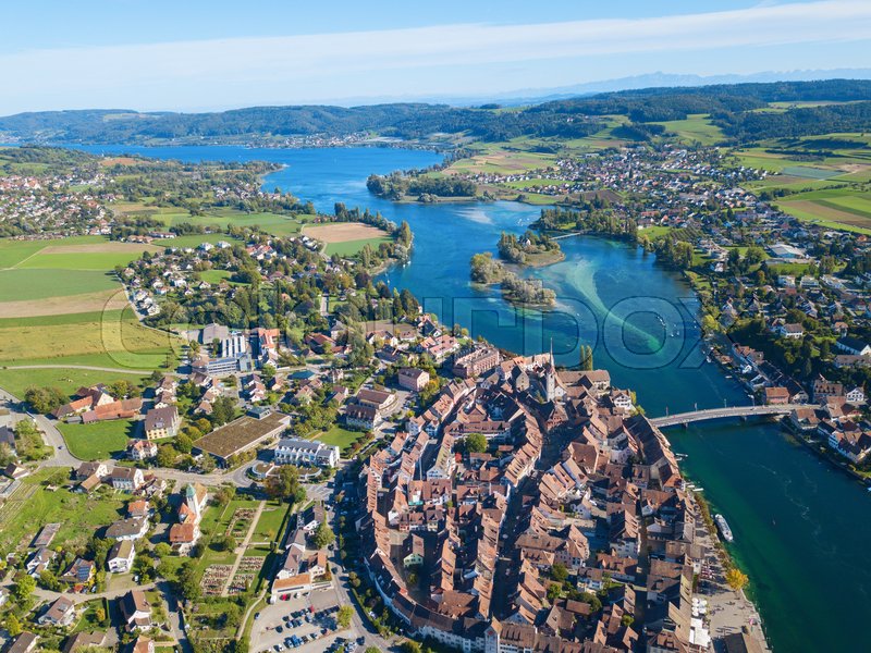 Aerial view of Stein-Am-Rhein medieval ... | Stock image | Colourbox