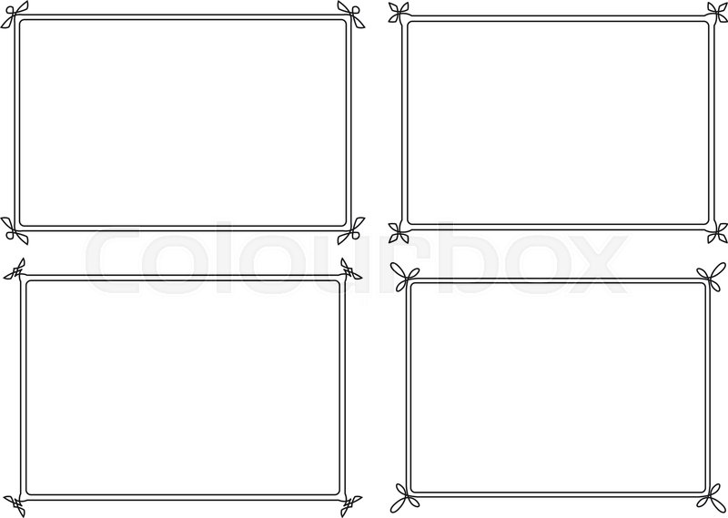 Set of 4 thin decorative frames in ... | Stock vector | Colourbox